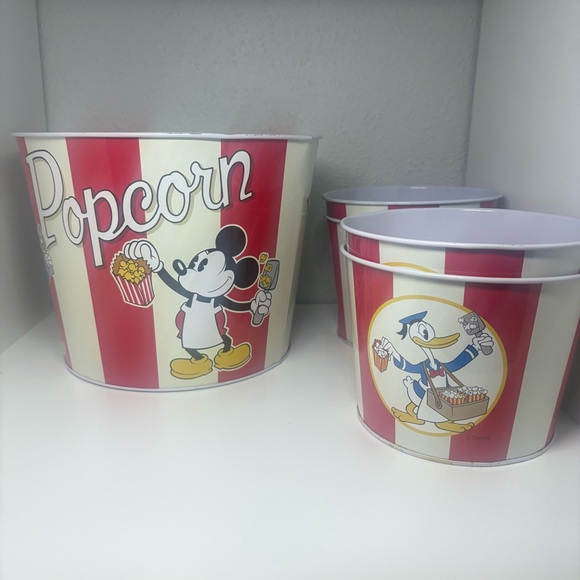 Disney | Kitchen | Vintage Disney Metal Popcorn Bucket Set W 5 Buckets ...